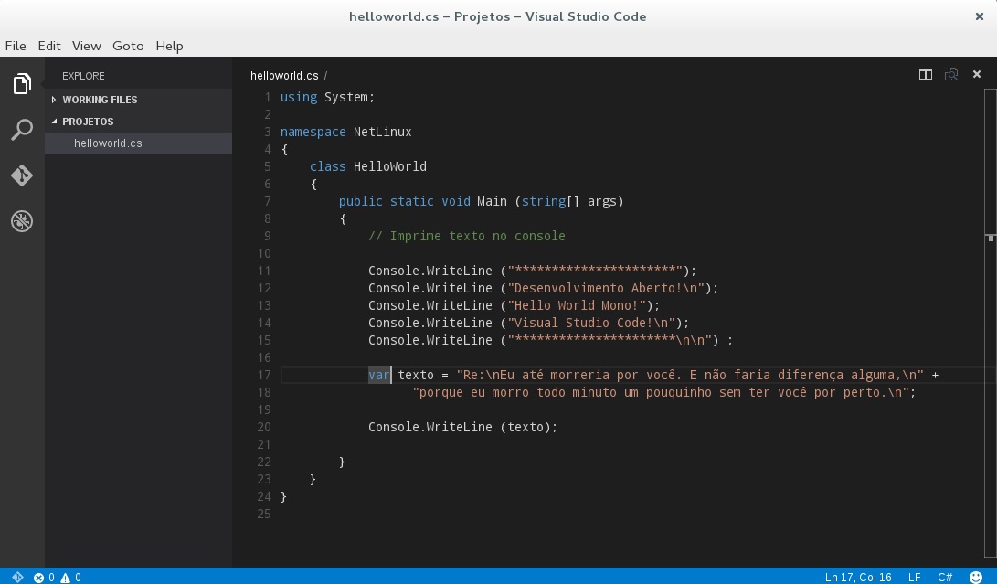Mono – Visual Studio Code for Linux – openSuse | Desenvolvimento Código ...